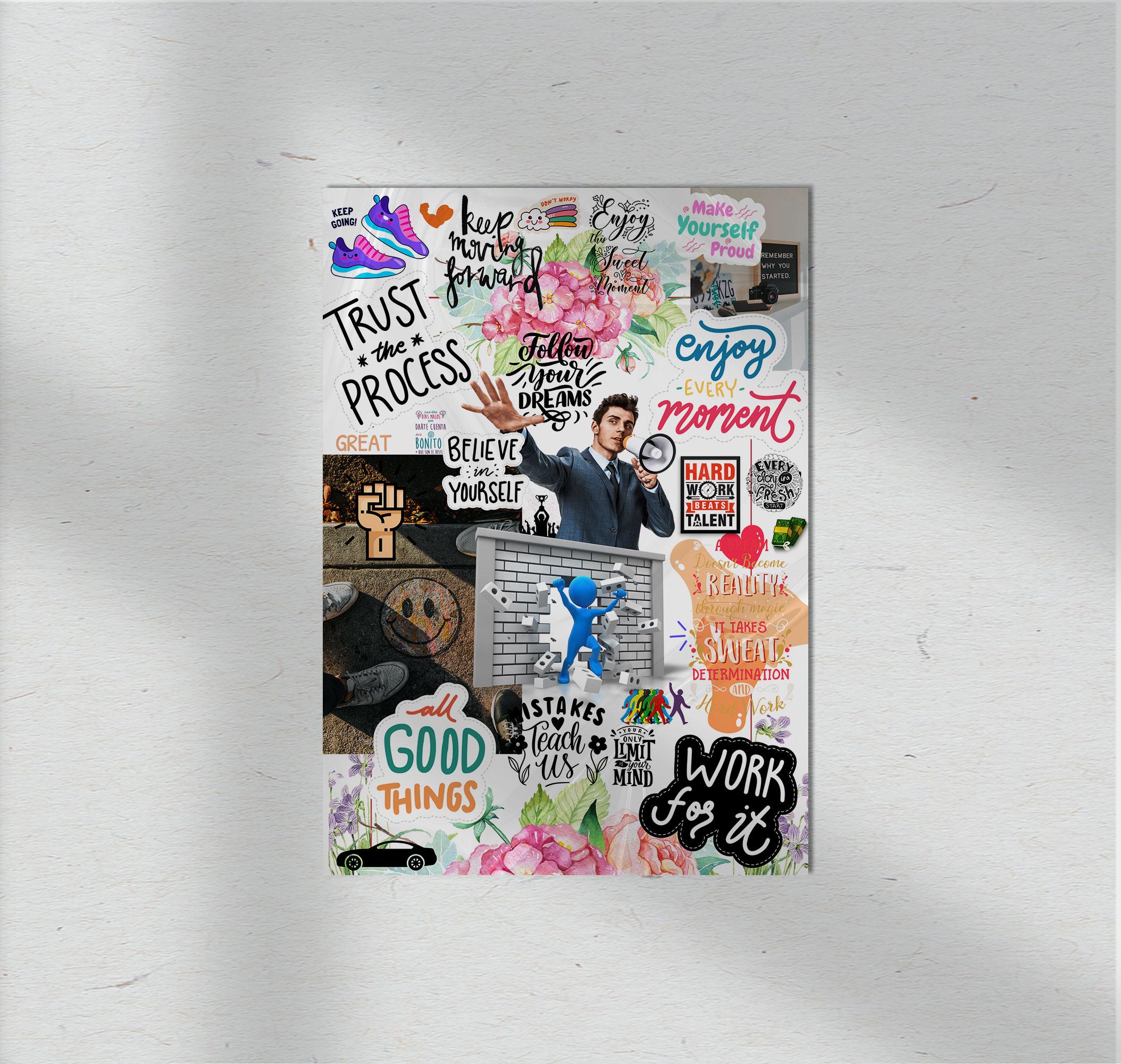 Vision Board Sticker A4 Size Motivational Quotes Studying Travelling ...