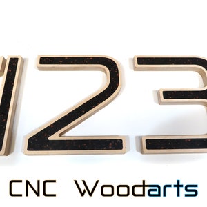 Custom Wood Inlay Letters Precision CNC Birch Wood & Corian Ganite ...