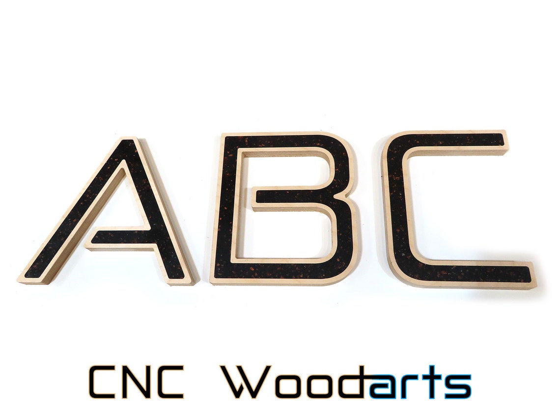 Custom Wood Inlay Letters Precision CNC Birch Wood & Corian Ganite ...