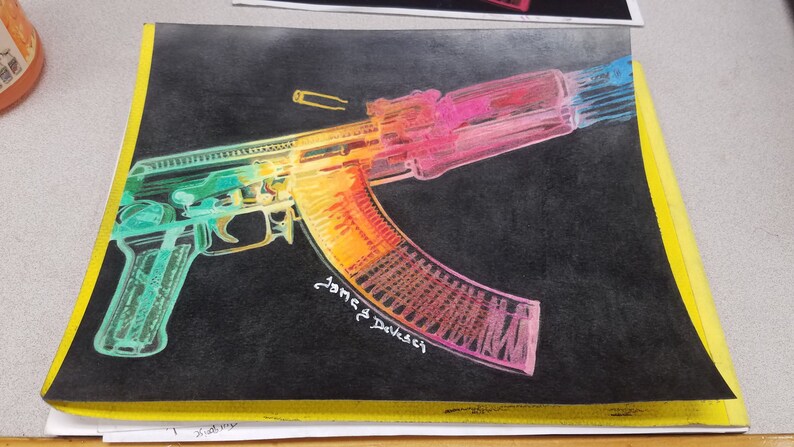 Rainbow Ak47 Color Pencil Print 8x10 - Etsy