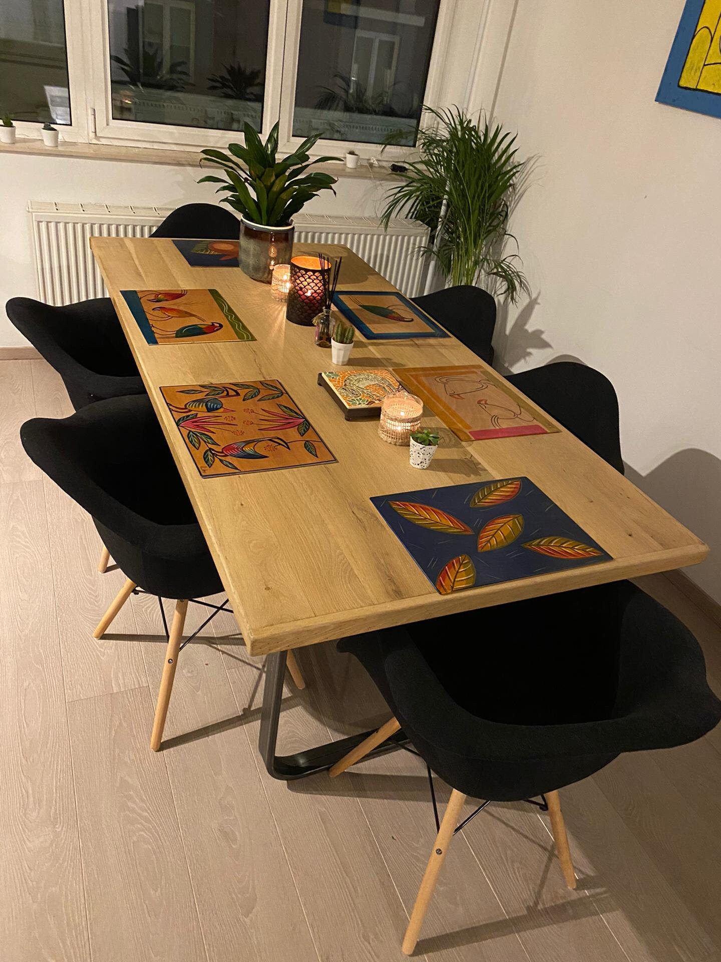 Artistic Wood Placemats, Hand Painted Placemats, Abstract Bird Placemat ...