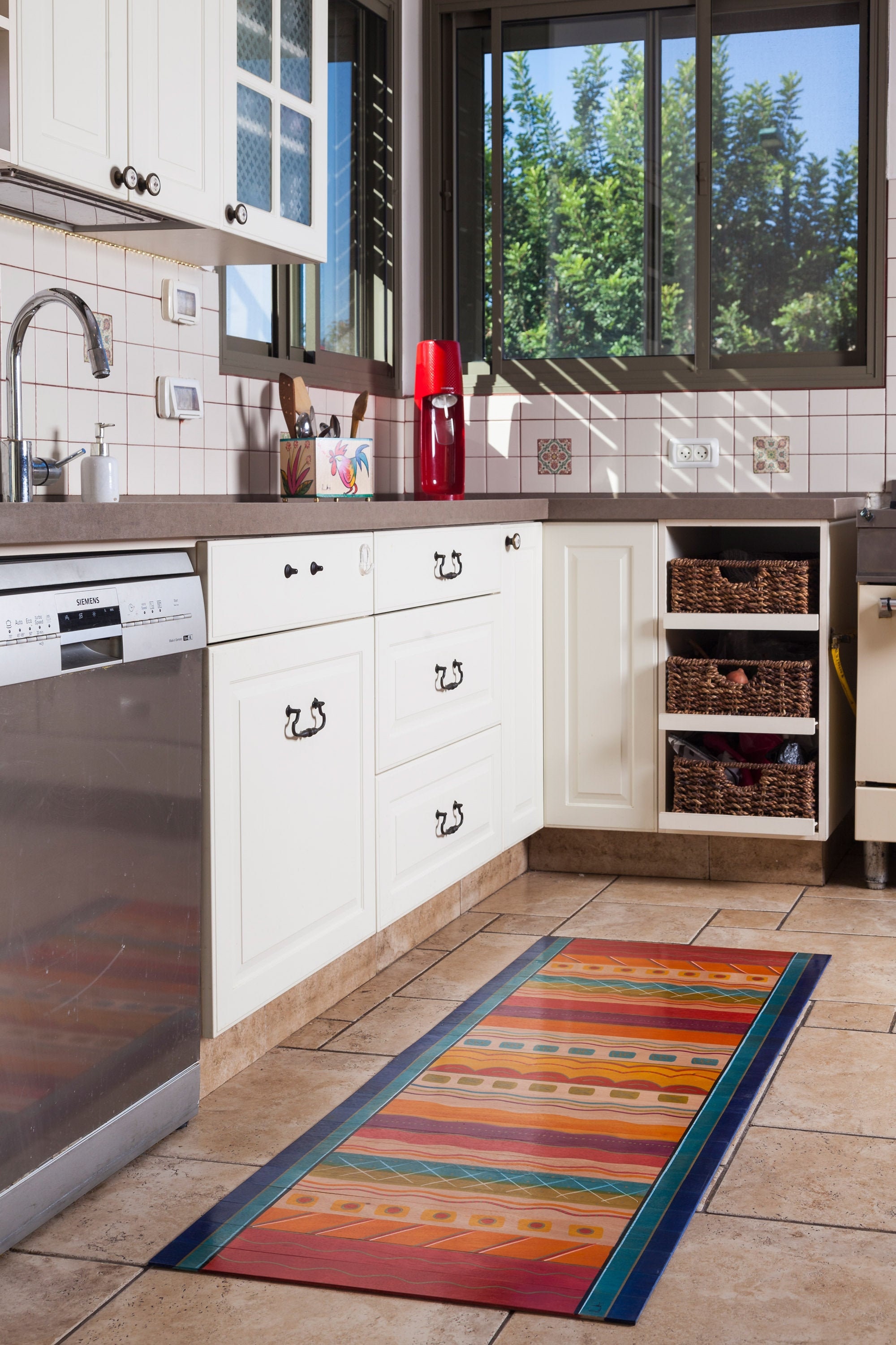 Ethnic Hand Painted Rug | Wood Kitchen Floor Mat | Aztec Floor Mat ...