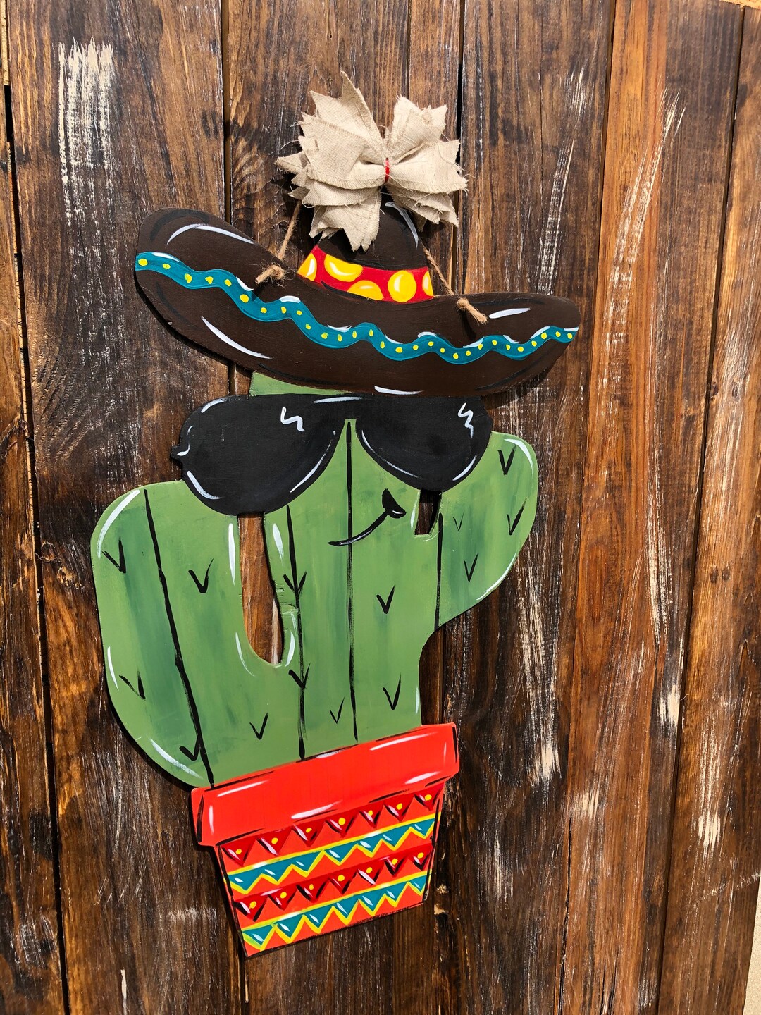 Señor Cactus Door Hanger, Cactus Door Hanger, Decoración festiva ...