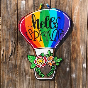Hot Air Balloon Door Hanger, Hot Air Balloondoor Decor, Spring Wood ...