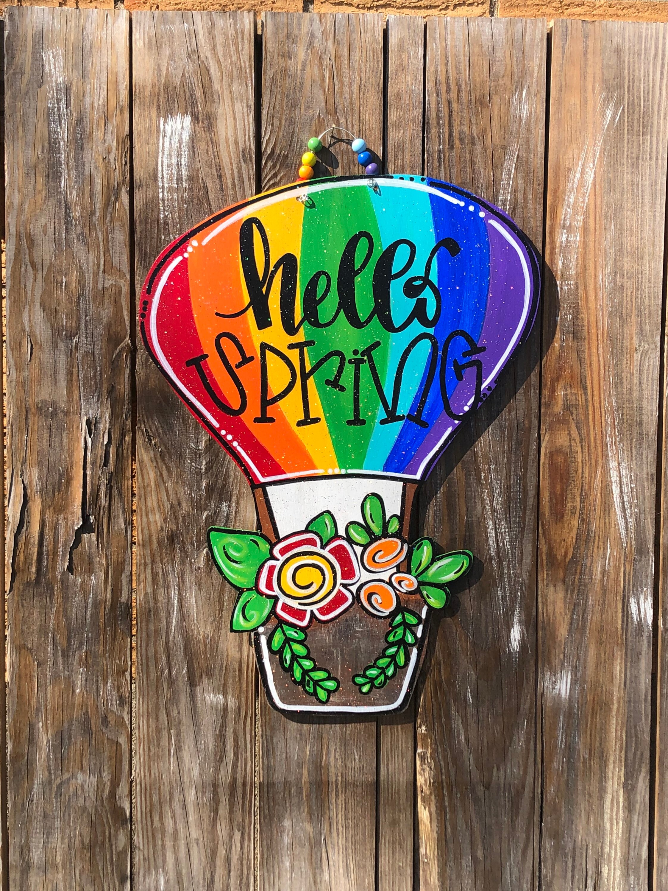 Hot Air Balloon Door Hanger, Hot Air Balloondoor Decor, Spring Wood ...