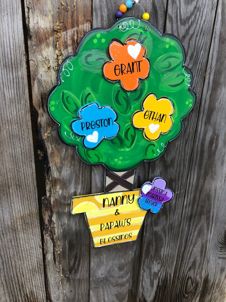Family Tree Door Hanger, Family Tree Door Decor, Family Tree Wood ...