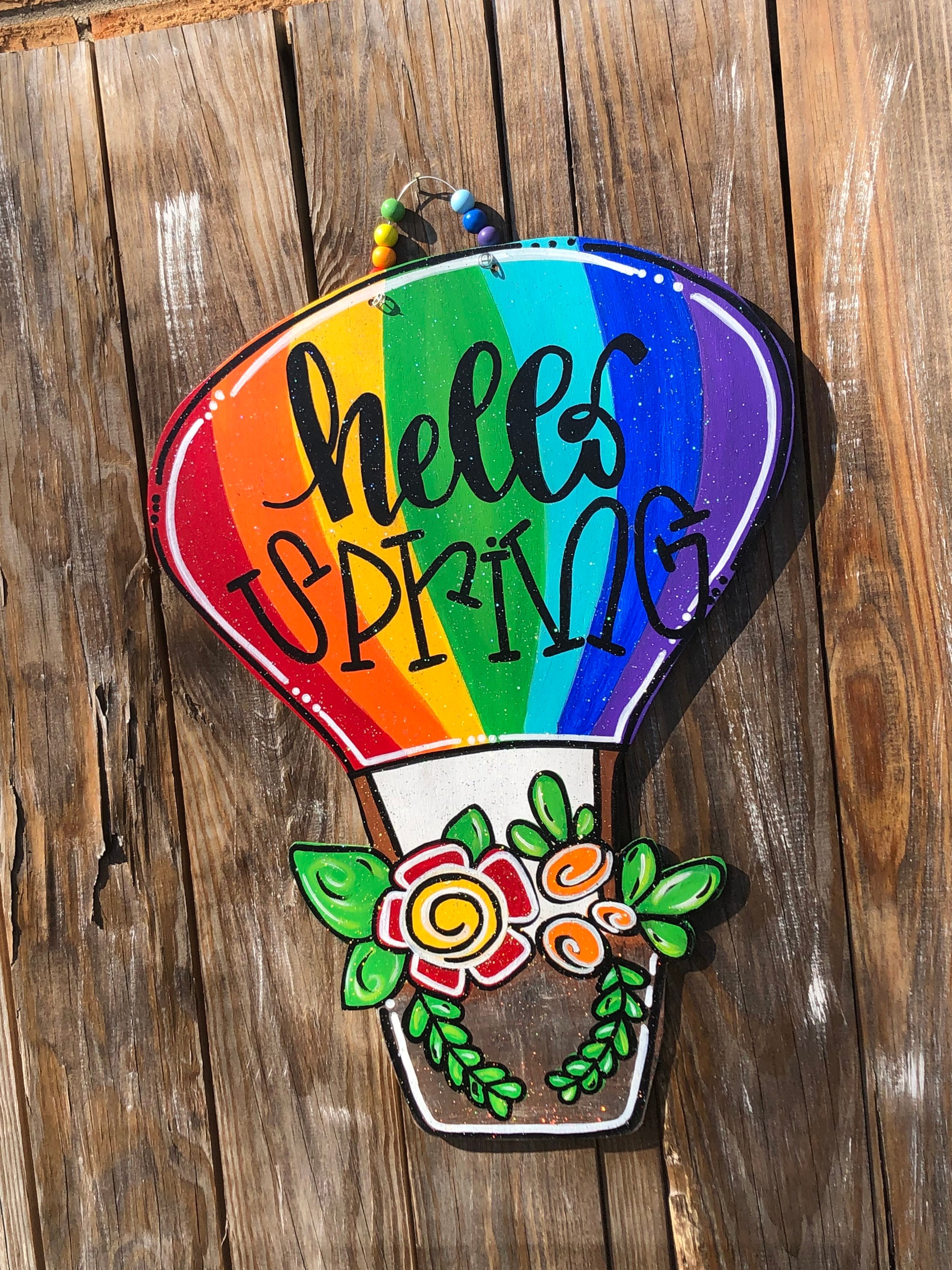 Hot Air Balloon Door Hanger, Hot Air Balloondoor Decor, Spring Wood ...