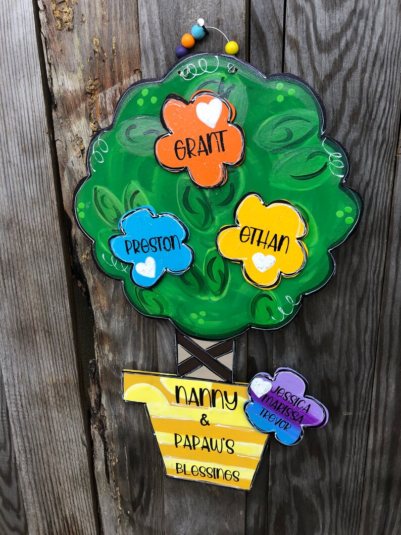 Family Tree Door Hanger, Family Tree Door Decor, Family Tree Wood ...
