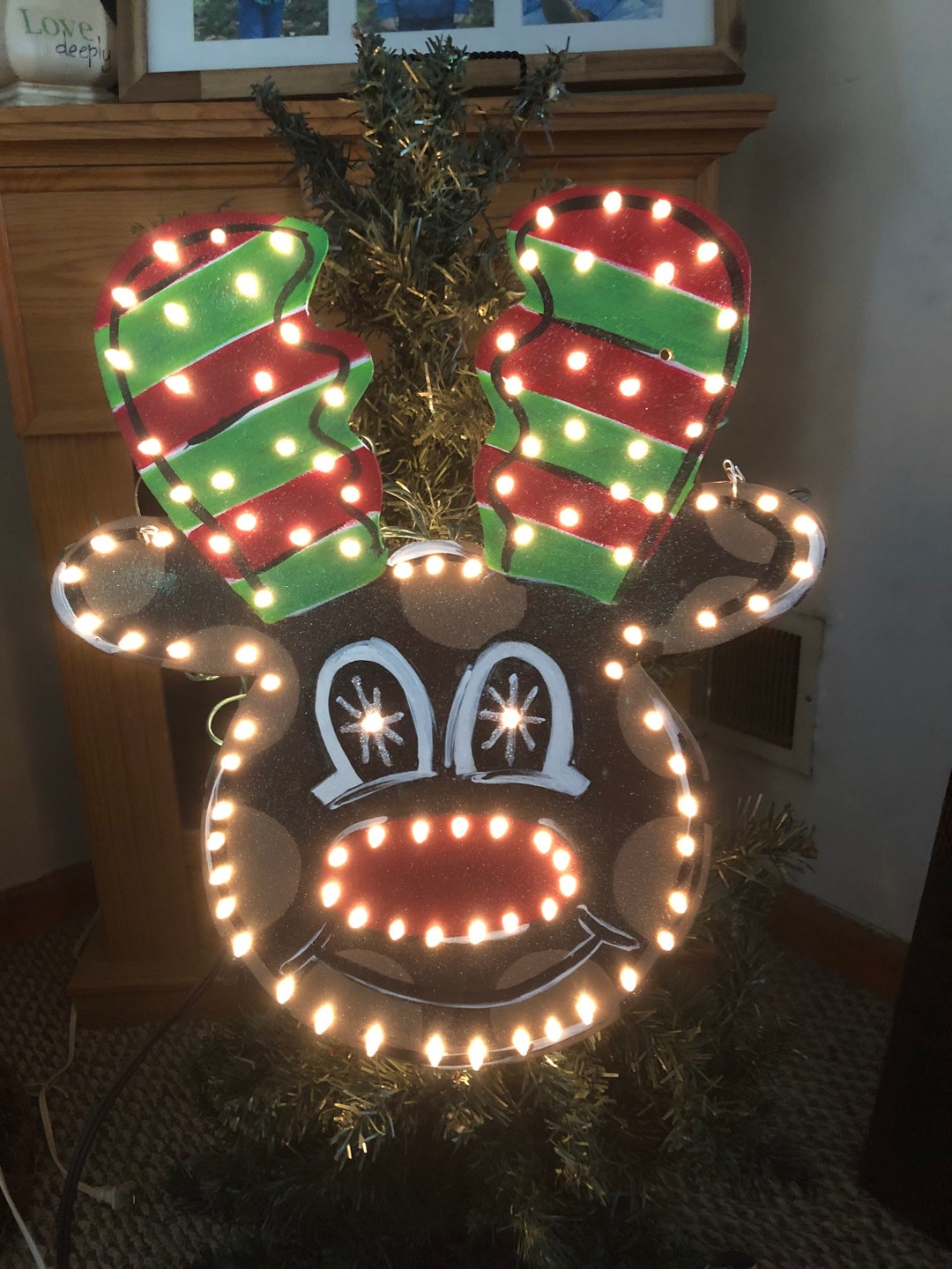 Rudolph Reindeer Tree Topper, Prelite Tree Topper - Etsy