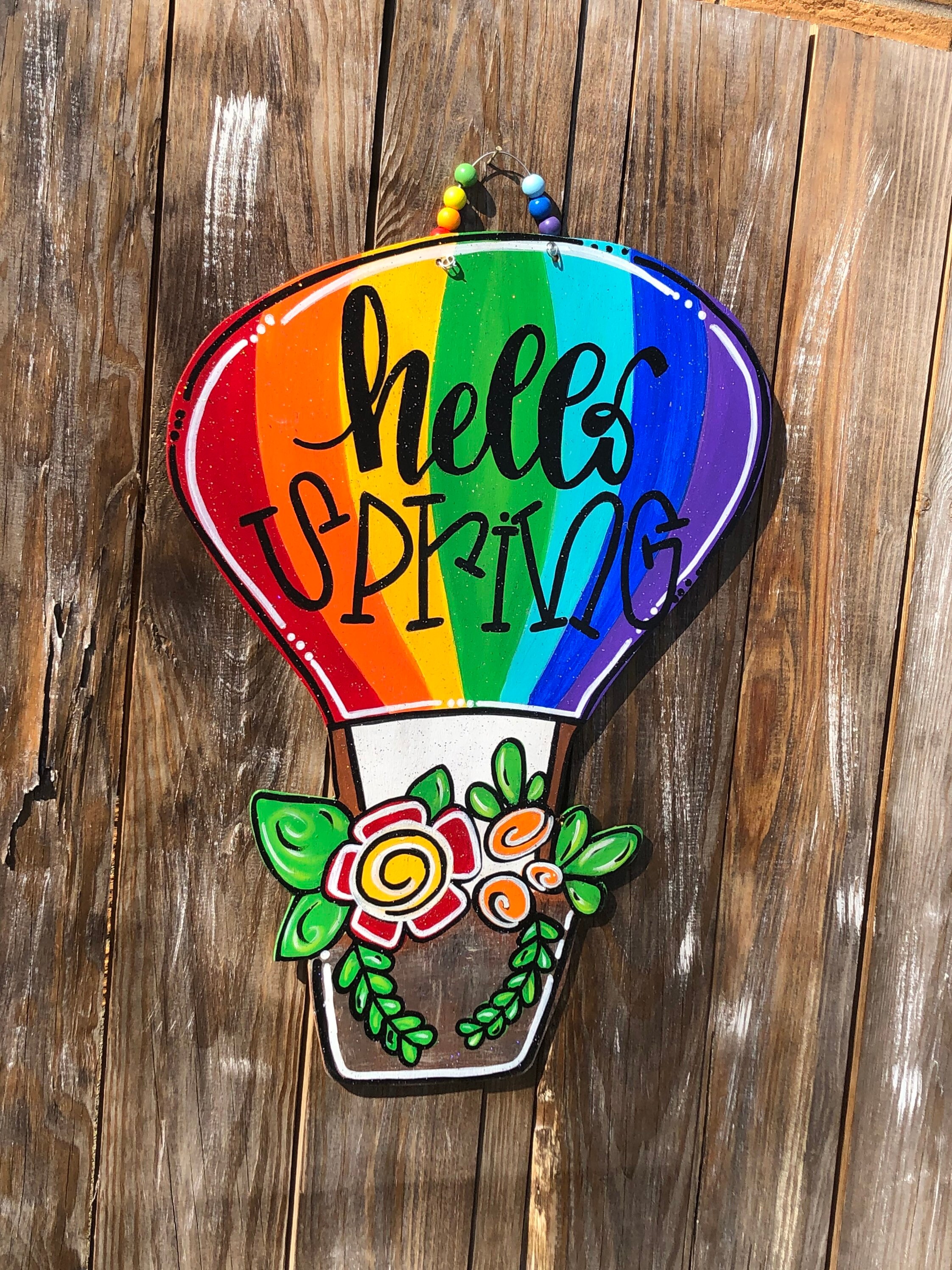 Hot Air Balloon Door Hanger, Hot Air Balloondoor Decor, Spring Wood ...