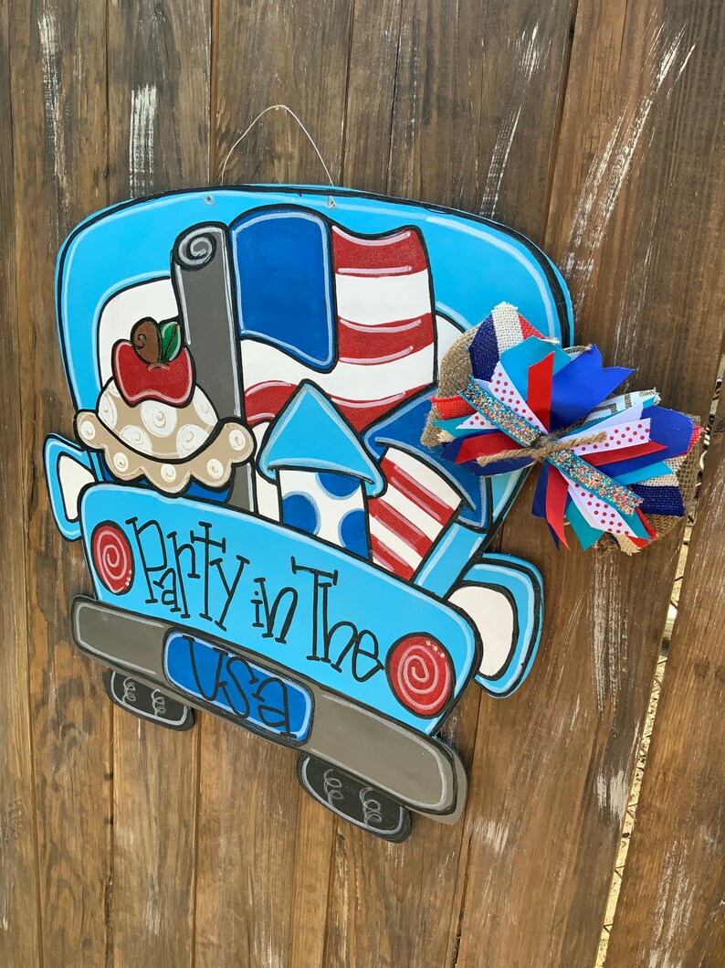 Patriotic Door Hanger, Patriotic Door Decor, Summer Door Hanger, Summer ...