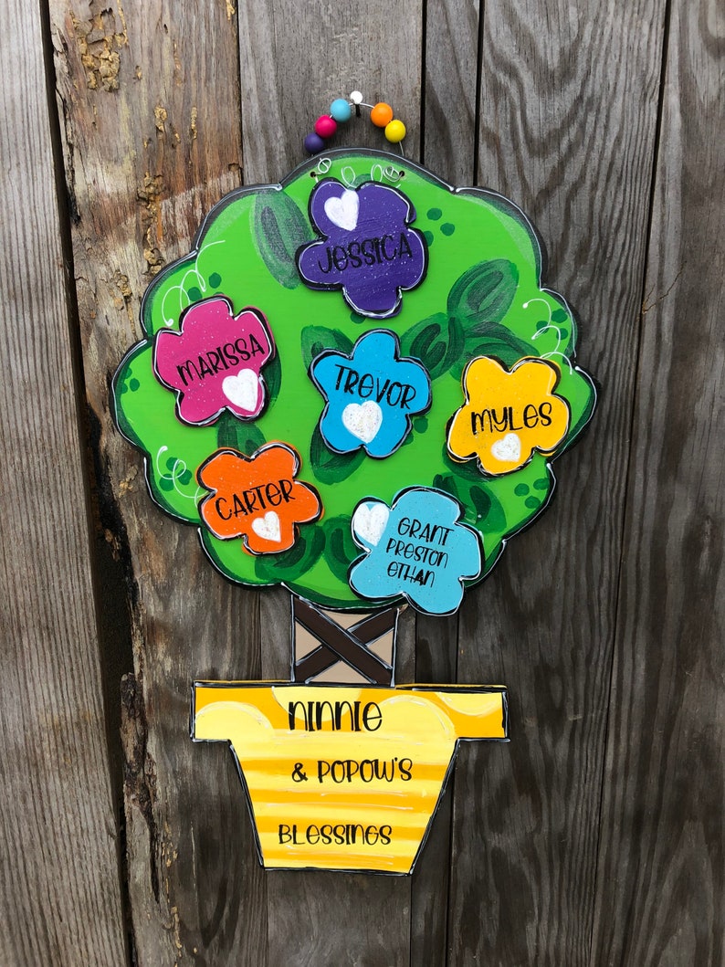 Family Tree Door Hanger, Family Tree Door Decor, Family Tree Wood ...
