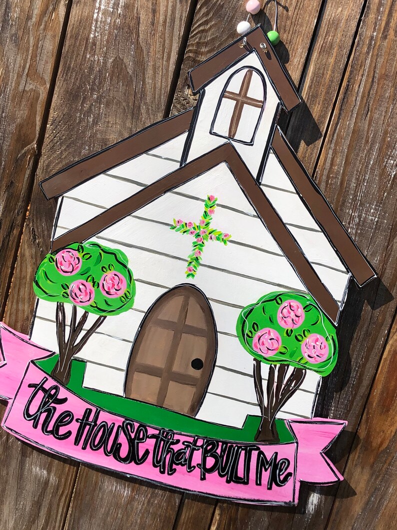 Church Door Hanger, Easter Door Hanger, Spring Decor, Church Wood ...