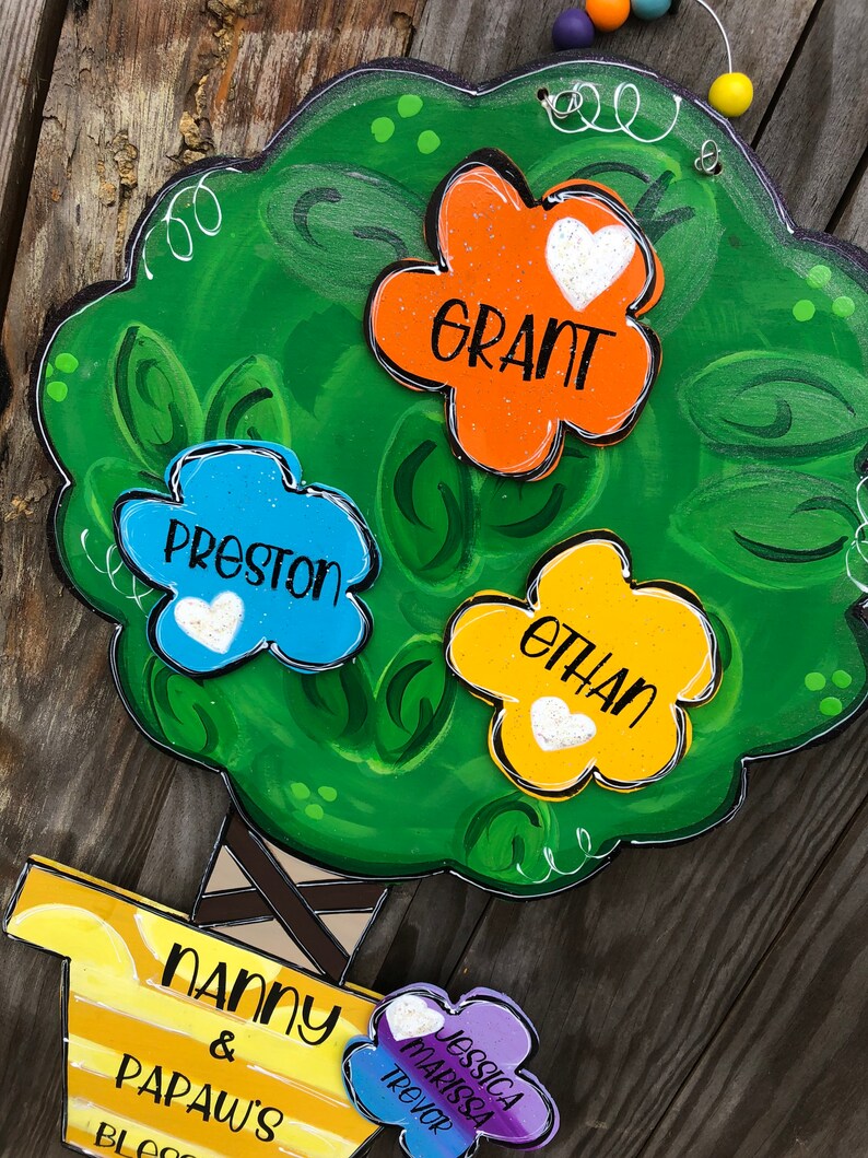Family Tree Door Hanger, Family Tree Door Decor, Family Tree Wood ...