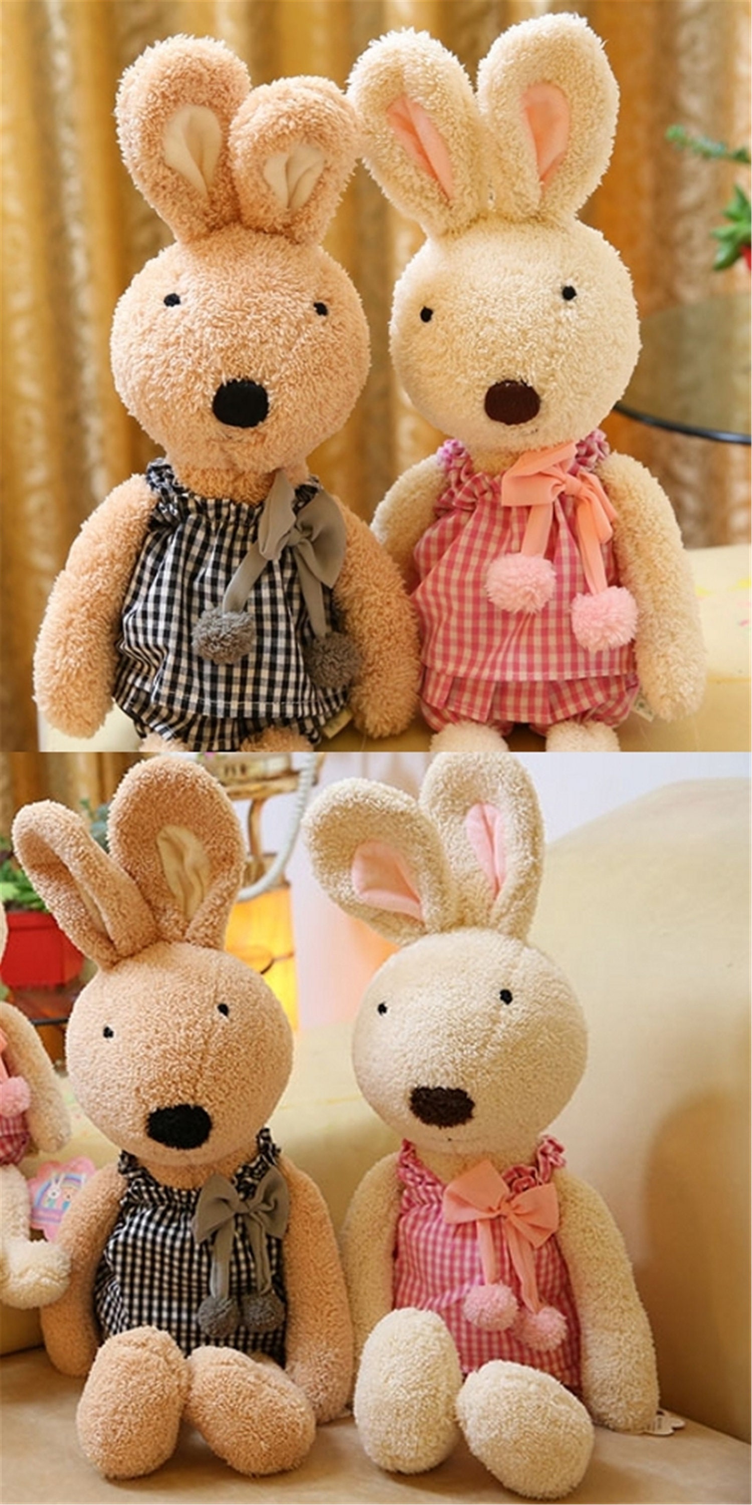 Cute Stuffed Rabbit Plush toy with bow&ball Light brown | Etsy