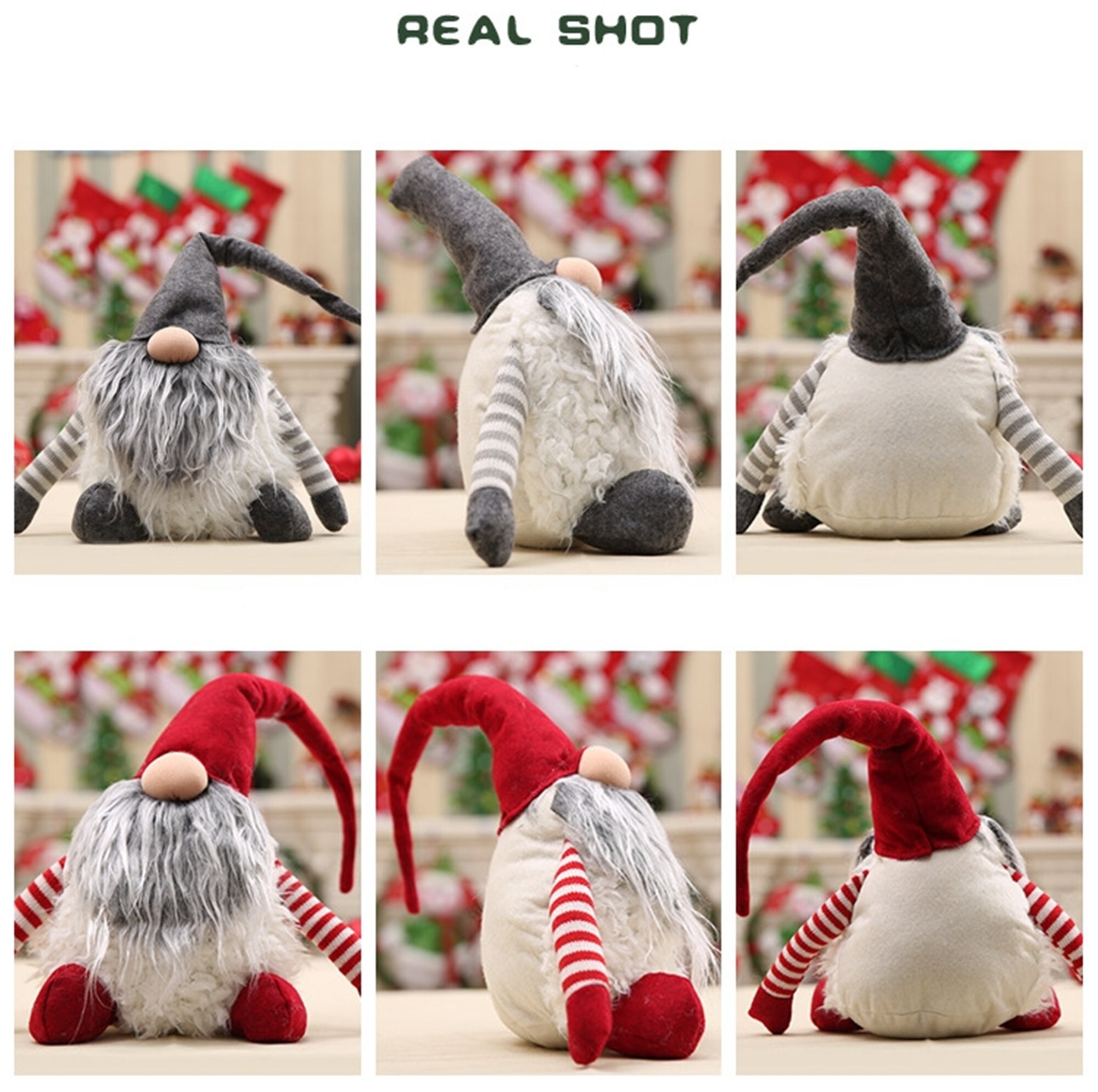Fat Gnome plush toy Holiday Red striped plushie gnome Gray | Etsy