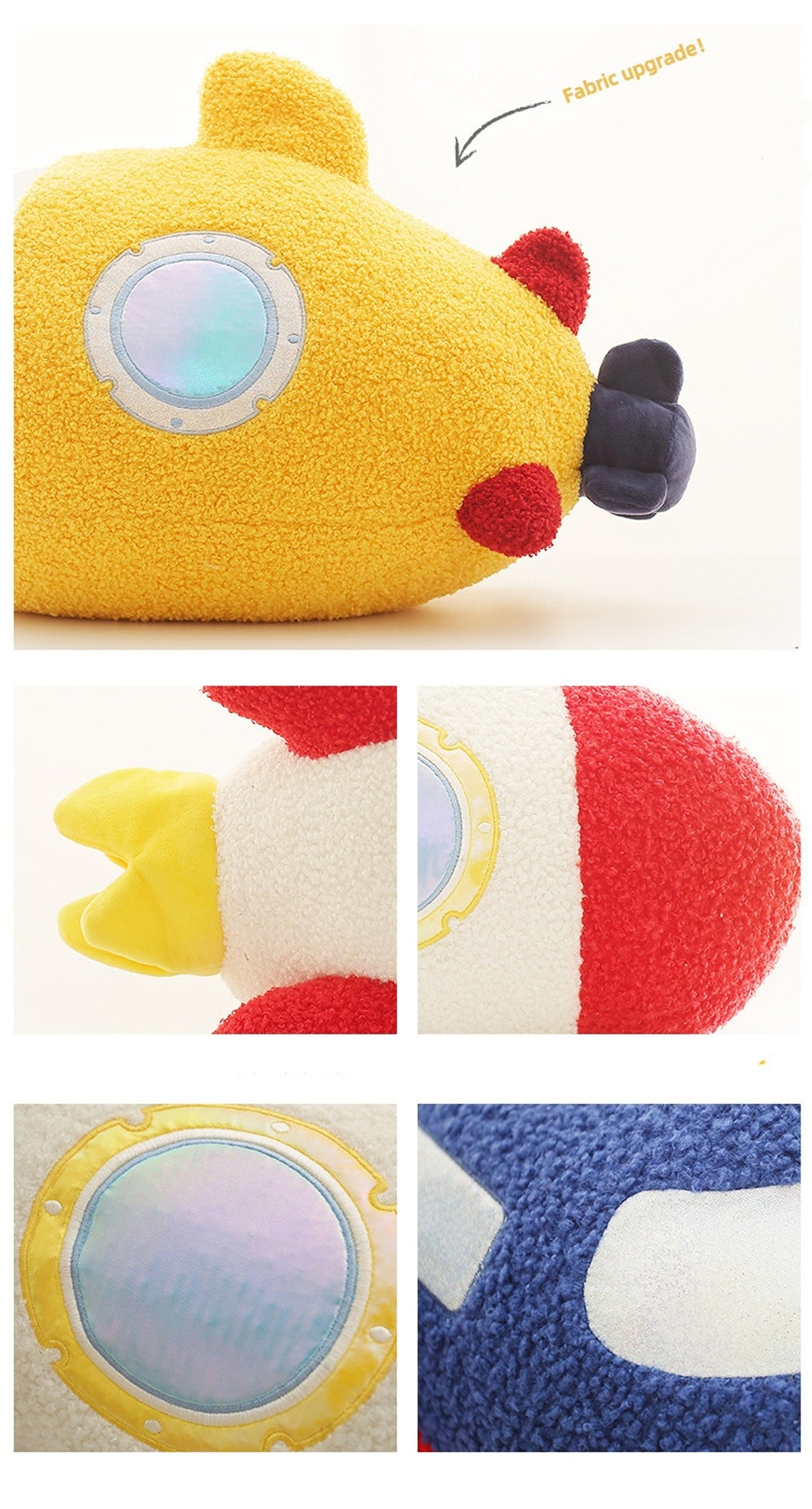 Red Rocket Plush Toy Navy Blue Plane Plushie Yellow | Etsy