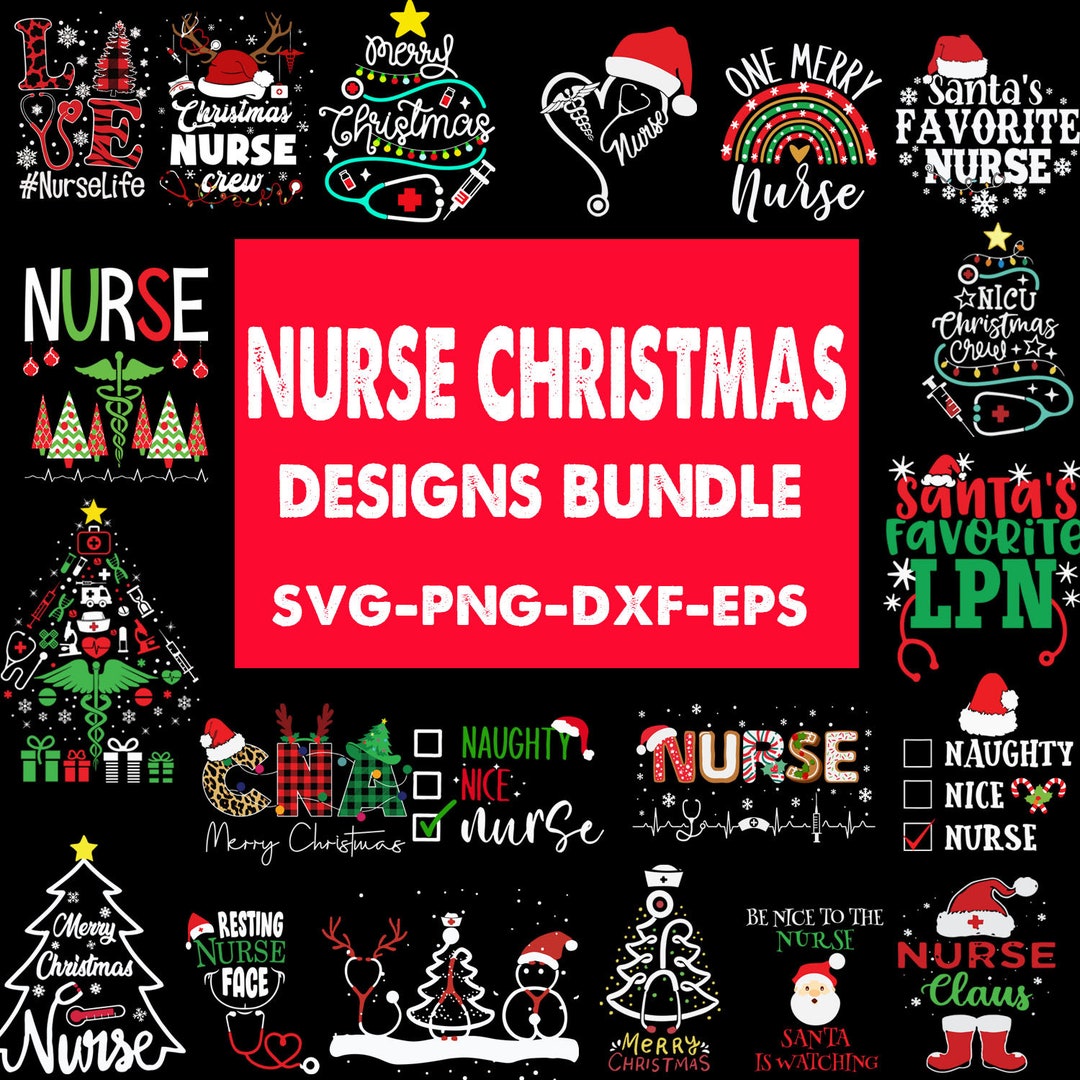 Nurse Christmas Bundle Svg, Nurse Svg, Nurse Christmas Svg, Merry ...