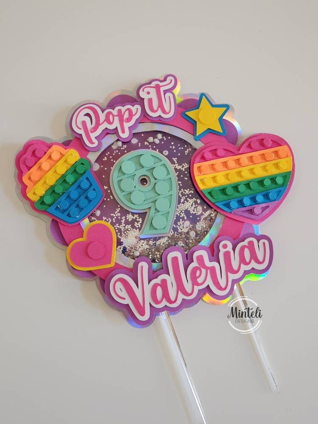 Pop It Theme Custom Cake Topper / Topper Shaker / Cupcake Toppers Neon ...