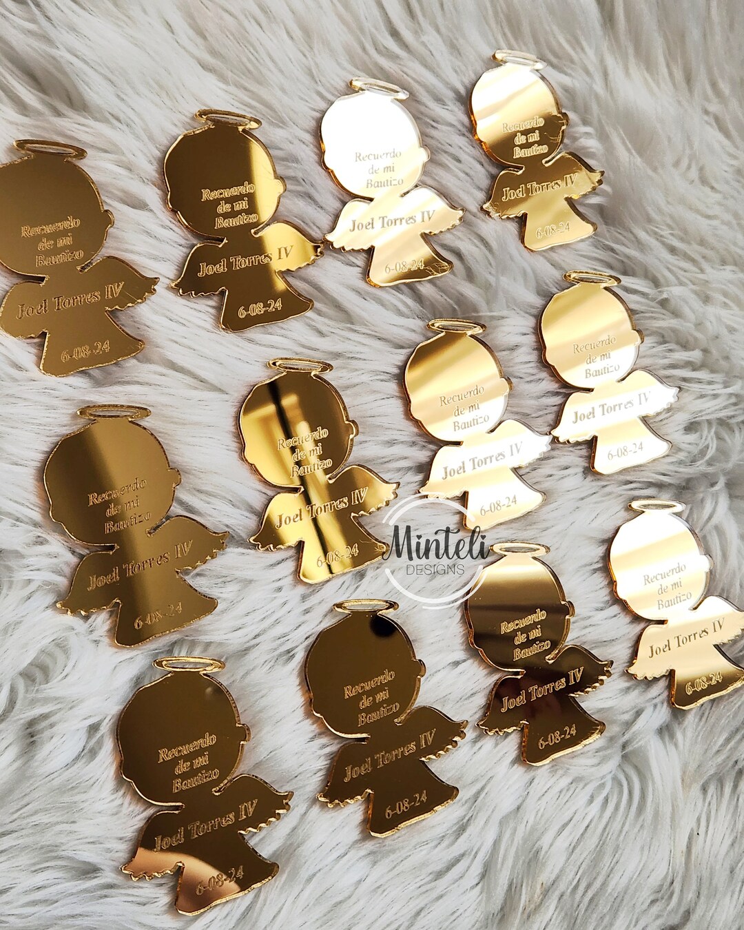 Baptism Custom Laser Cut and Engraved Favors Magnets, Angel Shape, or ...