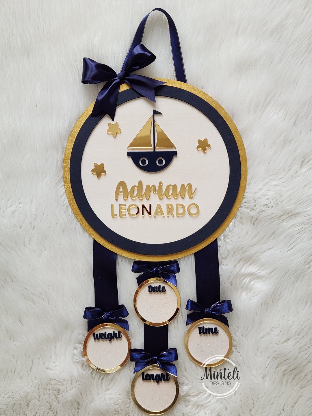 Newborn Baby Custom Birth Stats Board Sign Wood and Acrylic Elegant ...