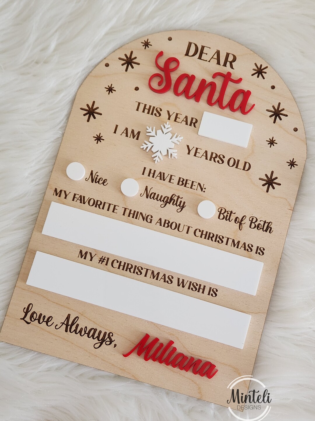 Custom Christmas Dear Santa Board Sign / Wood and Acrylic Elegant Sign ...