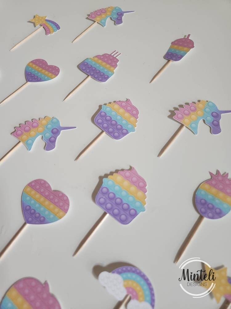 Pop It Pastel Colors Custom Personalized Cake Topper Shaker Party Decor ...