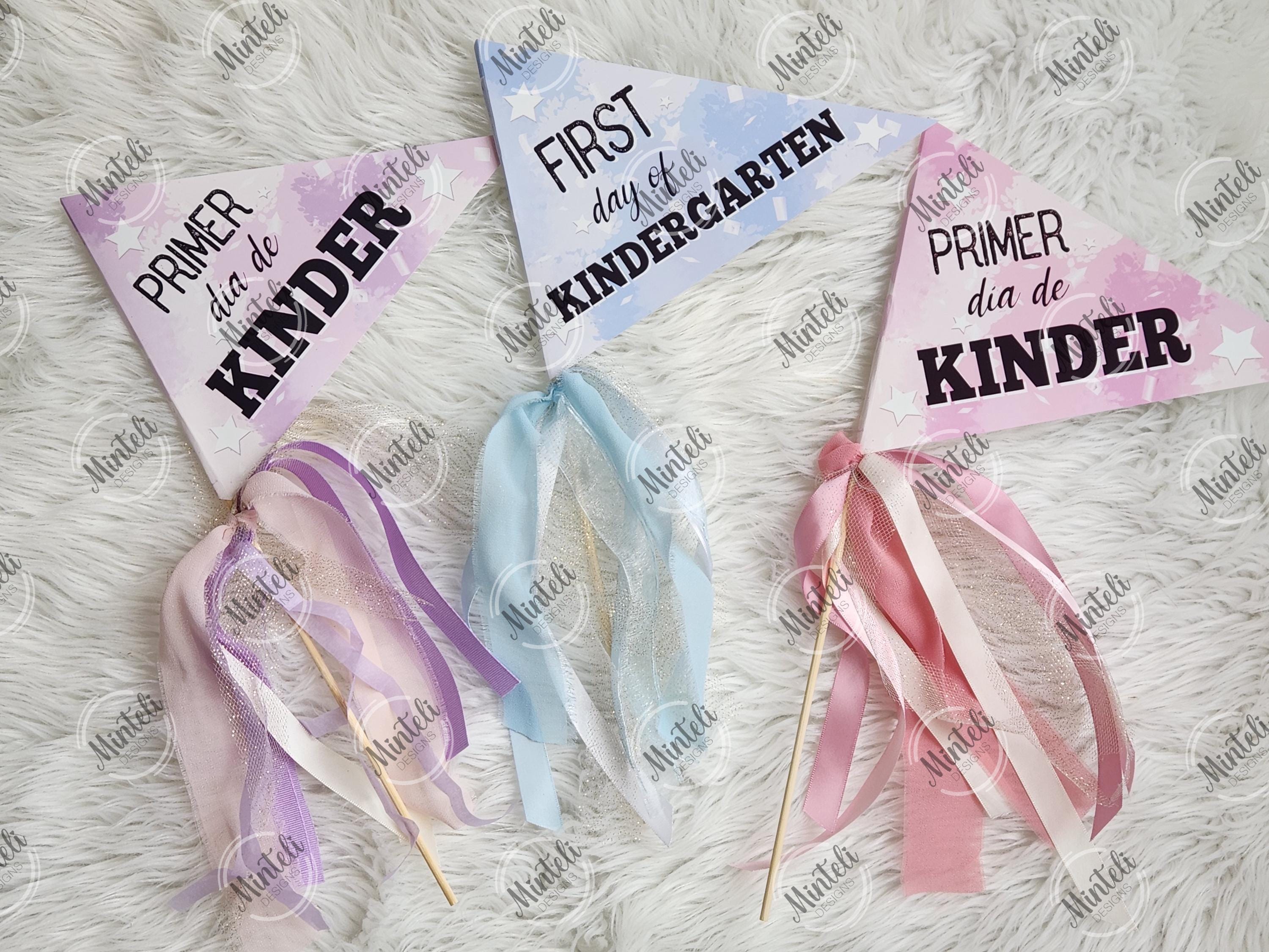 First Day of School Kindergarten 2024 Pennant Flag Watercolor / Bandera ...