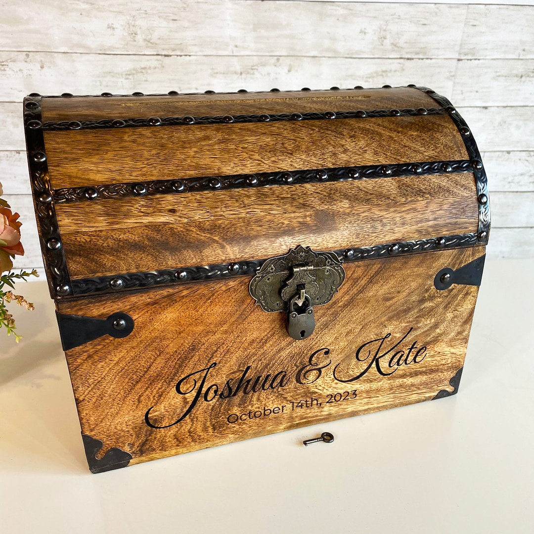Wedding Treasure Chest Card Box With Slot, Personalization, Antique ...