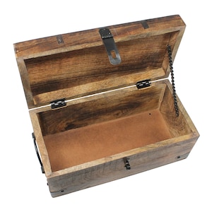 Pirate Wooden Storage Chest Flat Lid With Antique Iron Lock and ...