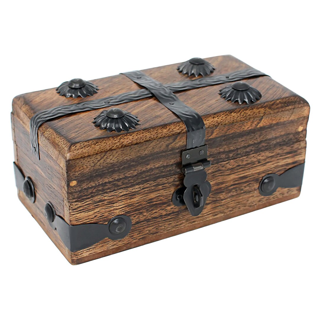 Wooden Treasure Chest Keepsake Box Flat Top small by Nautical Cove - Etsy