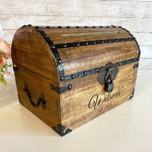Wedding Treasure Chest Card Box With Card Slot, Personalized Chest ...