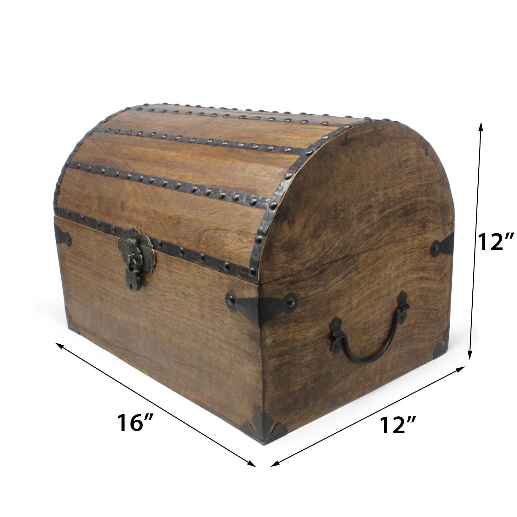 Pirate Wooden Treasure Box With Antique Hasp and Locks and Keys ...