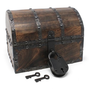 Wooden Treasure Chest With Decorative Rivets and Reinforcing Iron ...