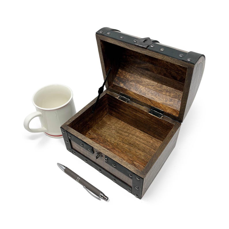 Deluxe Handmade Wooden Treasure Chest Storage Box With Real Leather ...