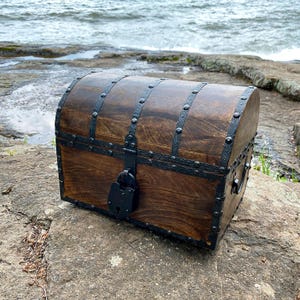 Wooden Treasure Chest With Decorative Rivets and Reinforcing Iron ...