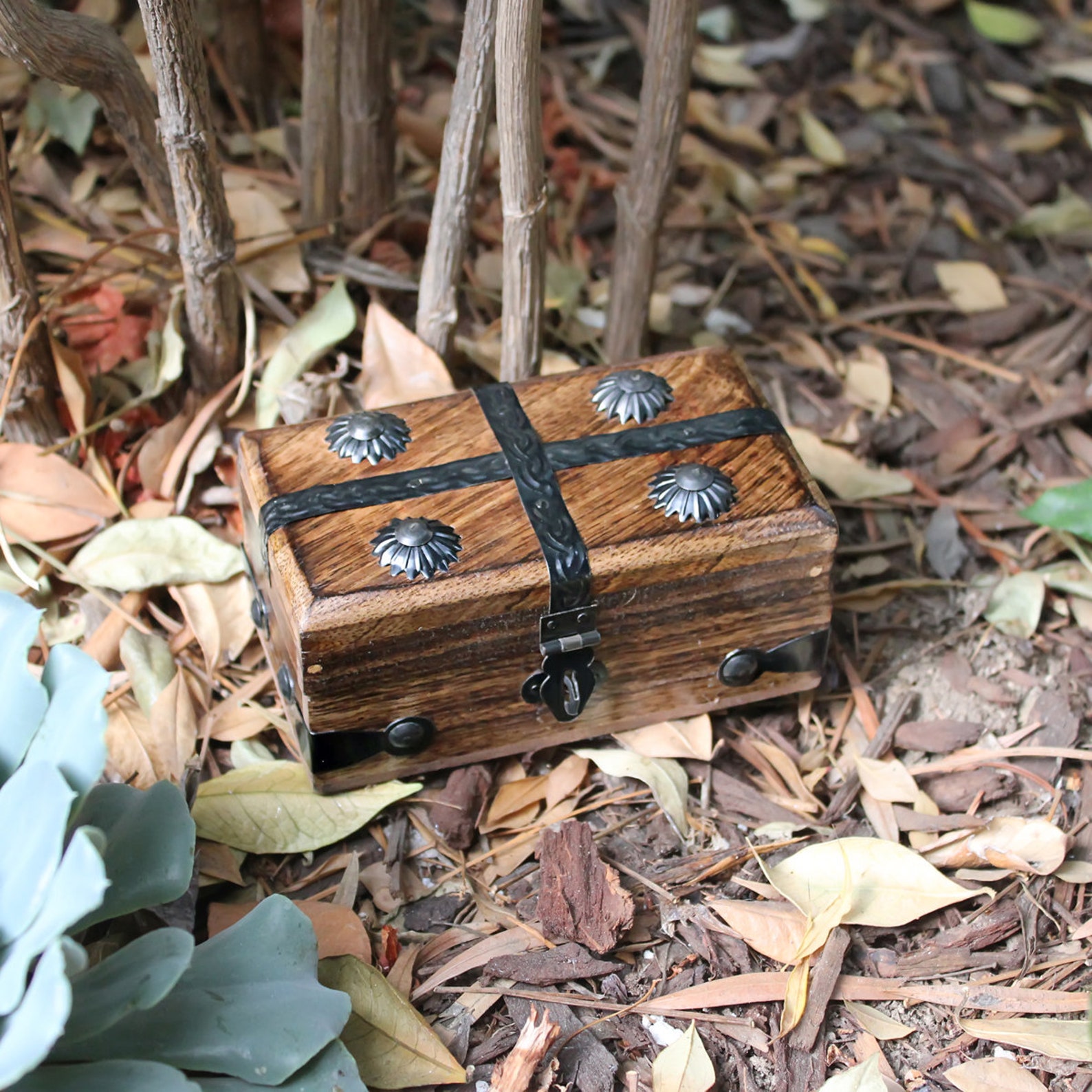 Wooden Treasure Chest Keepsake Box Flat Top small by Nautical Cove - Etsy