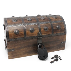 Pirate Wooden Treasure Chest With Antique Iron Lock and Skeleton Key ...