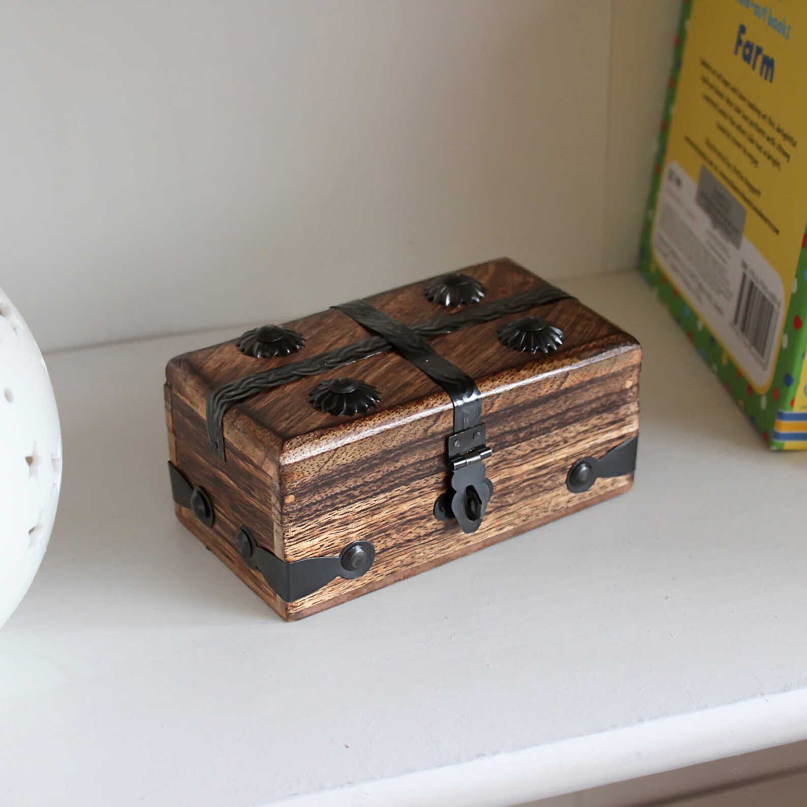 Wooden Treasure Chest Keepsake Box Flat Top small by Nautical Cove - Etsy