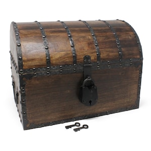 Wooden Treasure Chest With Decorative Rivets and Reinforcing Iron ...