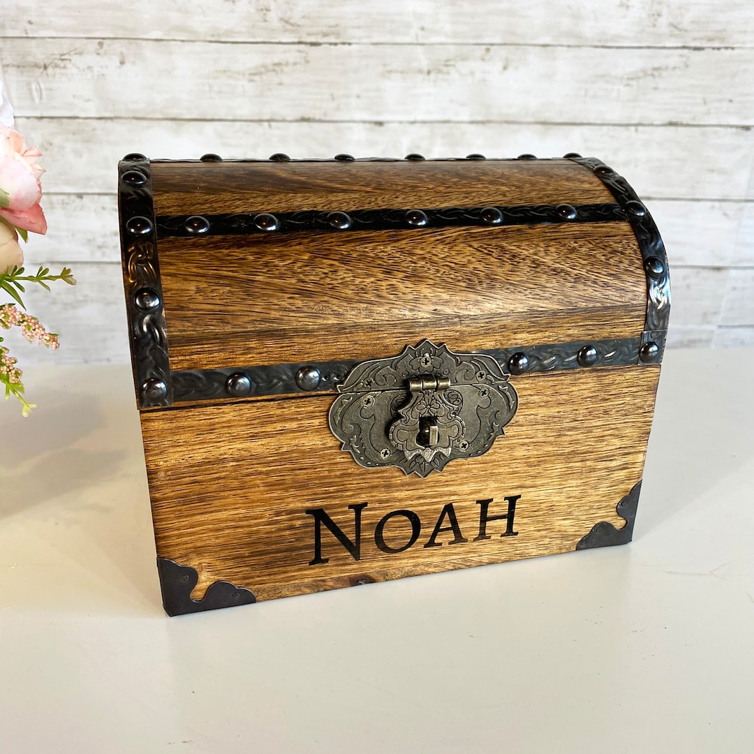 Personalized Wooden Pirate Treasure Chest, Lock and Keys Included ...