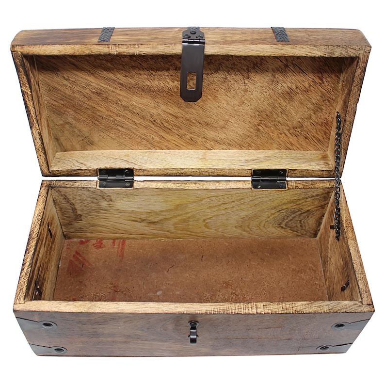 Pirate Wooden Storage Chest Flat Lid with Antique Iron Lock | Etsy