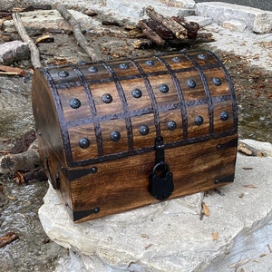 Pirate Wooden Treasure Chest With Antique Iron Lock and Skeleton Key ...