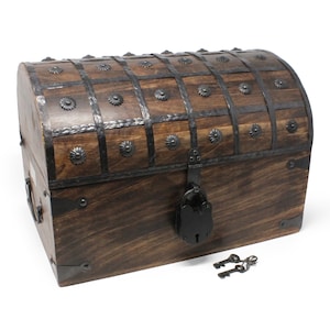 Pirate Wooden Treasure Chest With Antique Iron Lock and Skeleton Key ...
