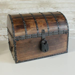 Wooden Treasure Chest With Decorative Rivets and Reinforcing Iron ...