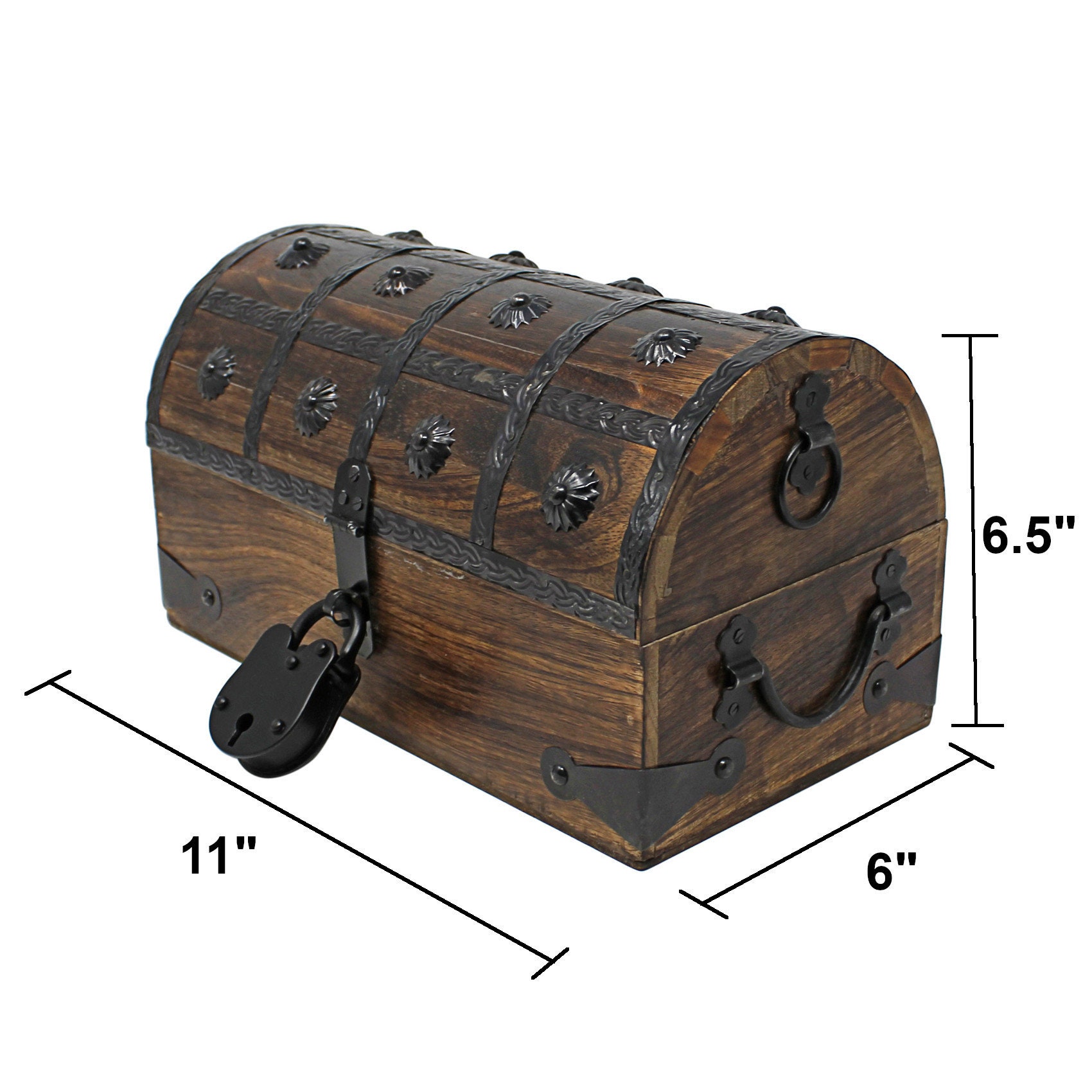 Pirate Wooden Treasure Chest With Antique Iron Lock and | Etsy