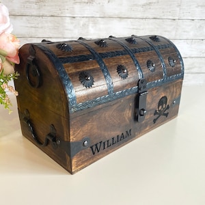 Personalized Pirate Treasure Chest W/ Antique Iron Lock and Skeleton ...