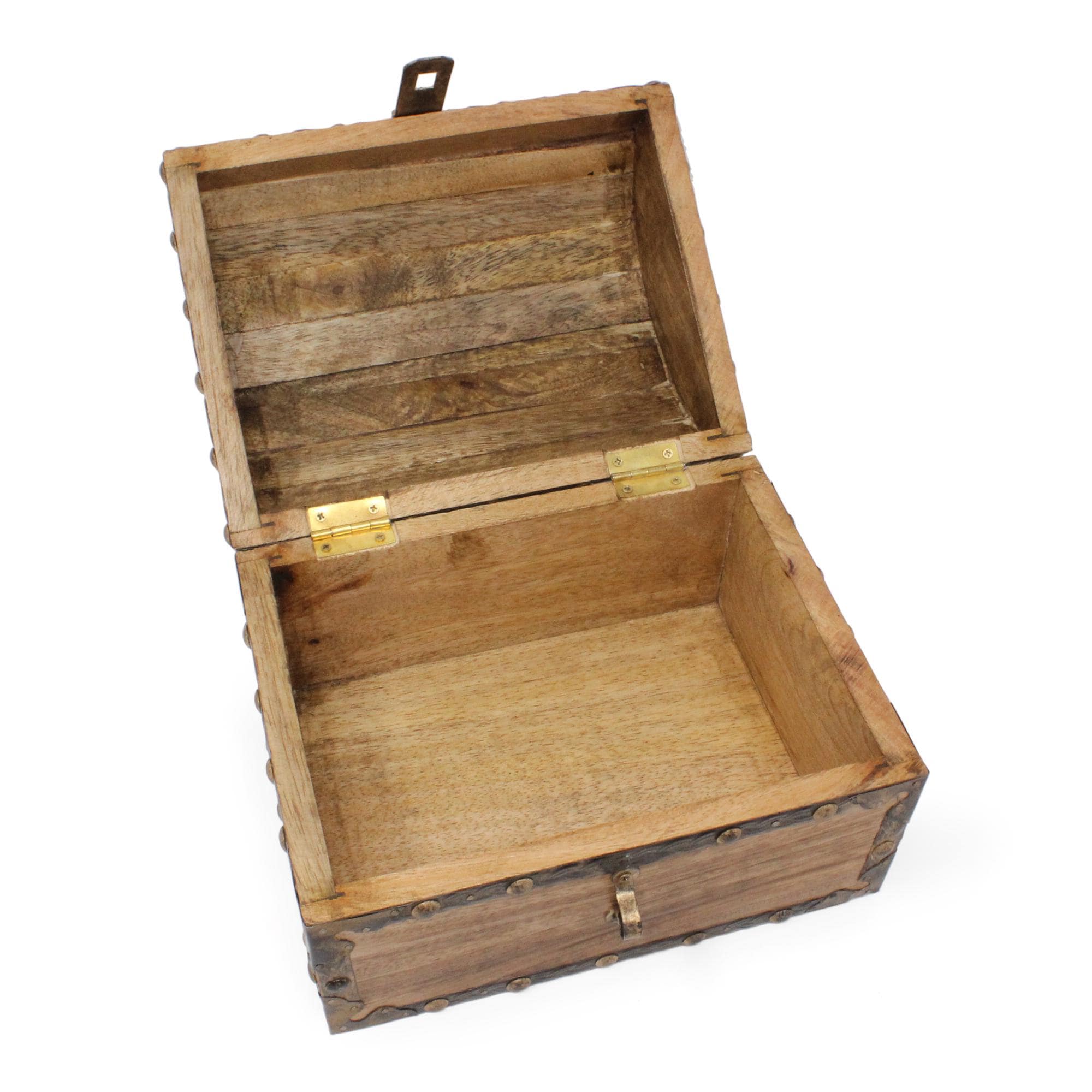 Antiqued Finished Wood Treasure Chest With Decorative Rivets ...