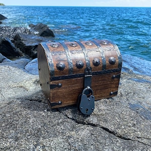 Pirate Wooden Treasure Chest With Antique Iron Lock and Skeleton Key ...