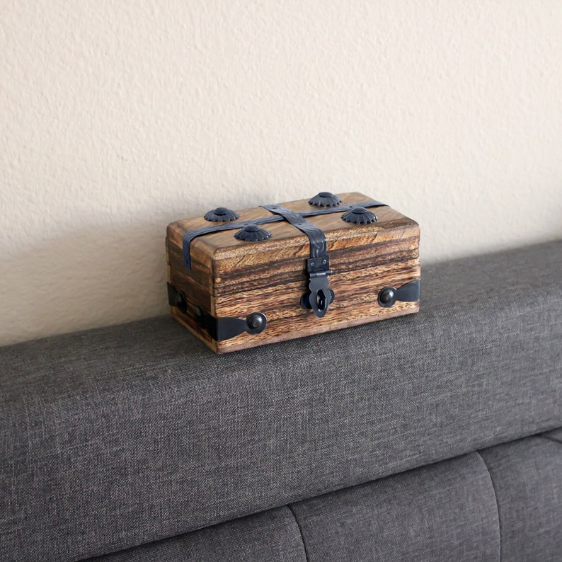 Wooden Treasure Chest Keepsake Box Flat Top small by - Etsy